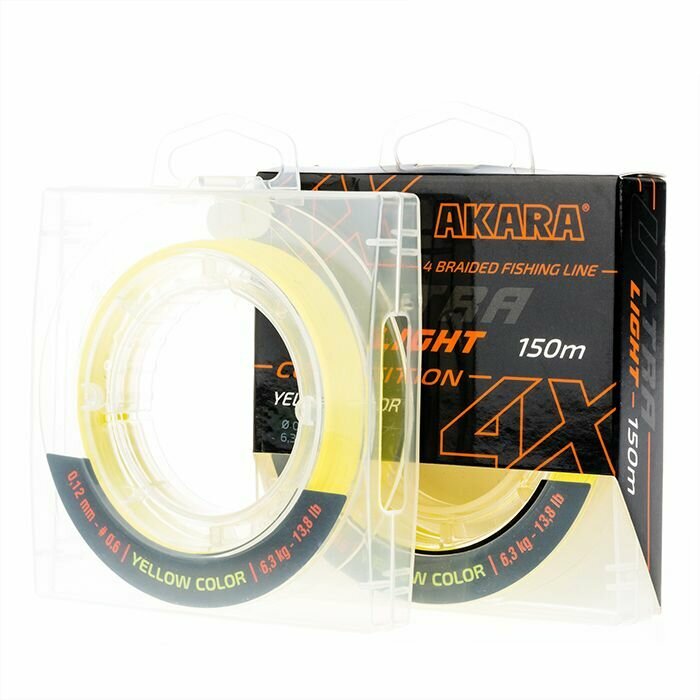 Шнур рыболовный плетеный Akara Ultra Light Competition Yellow 150 м 0,10