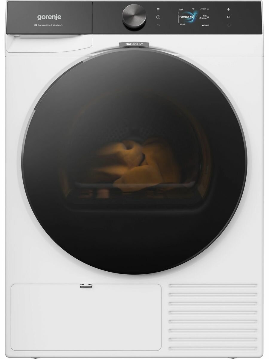 Сушильная машина Gorenje DG81DPS, 10 кг, 60 см, тепловой насос, D, 15 программ