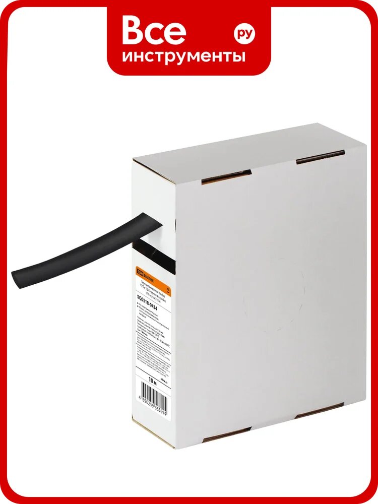 Термоусаживаемая трубка TDM ELECTRIC ТУТнг 12/6 черная в коробке (10 м/упак) SQ0518-0434