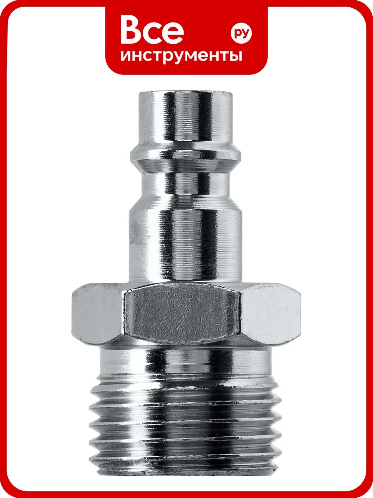 Переходник KRAFTOOL 1/2 M - рапид штуцер 06592-1/2, металлический разъем рапид (EURO), наружный диаметр шланга
