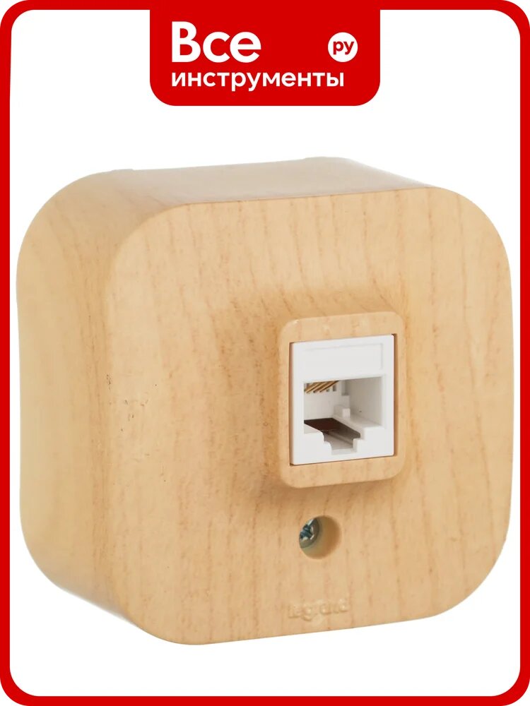 Розетка Legrand телефонная RJ11 Legrand Quteo IP20 накладной монтаж дерево