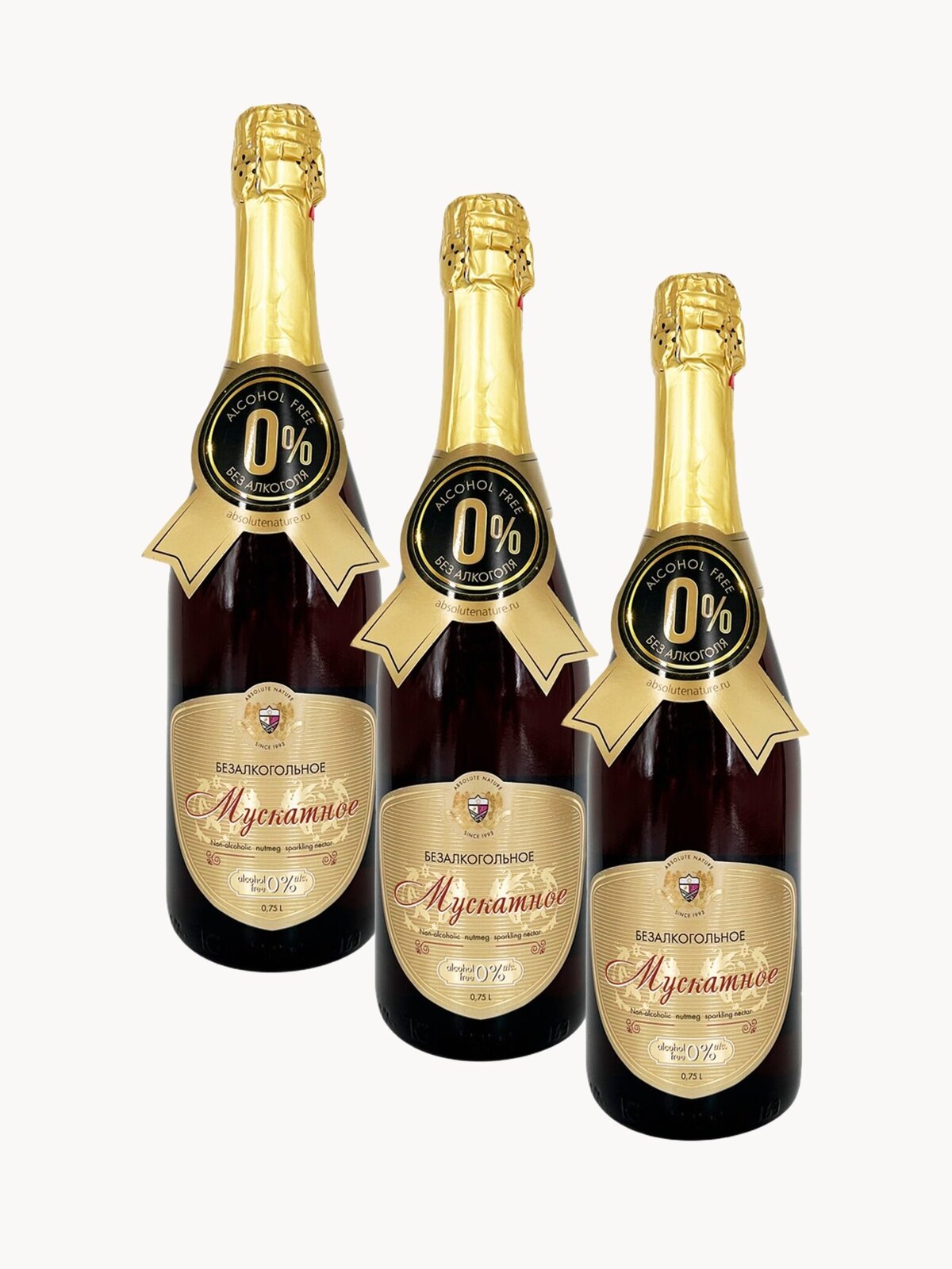 Безалкогольное шампанское Absolut Nature Мускатное 0,75 л х 3 бутылки