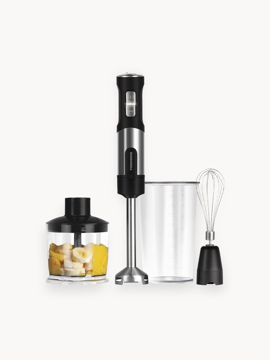 Блендер погружной редмонд RHB-2902, венчик, измельчитель, турбо режим, регулировка скорости, защита двигателя, 1500 Вт