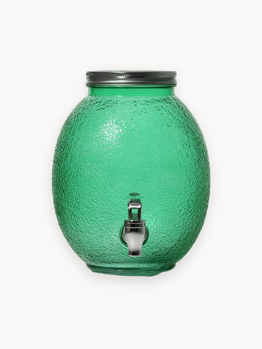 Диспенсер для напитков с краном 4 л "Фреш", стеклянный, цвет зеленый