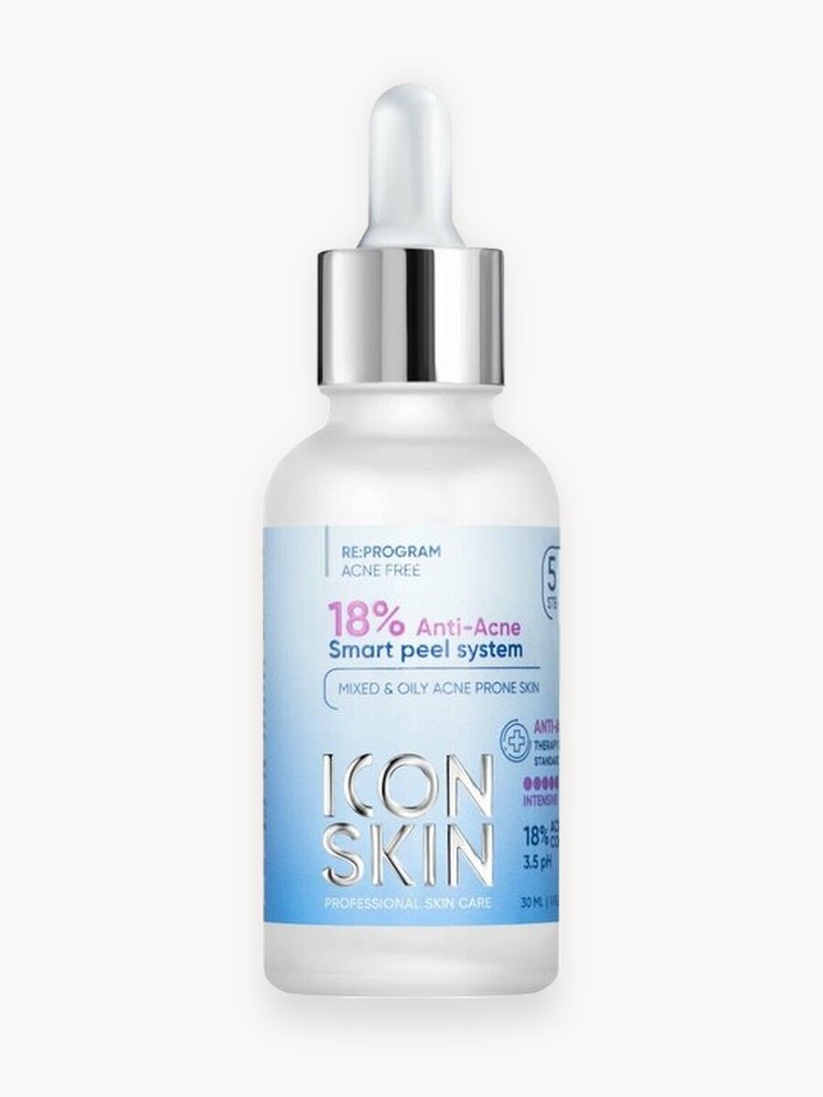 Пилинг для лица с AHA-BHA кислотами 18% для жирной и комбинированной кожи ICON SKIN RE: PROGRAM, 30 мл