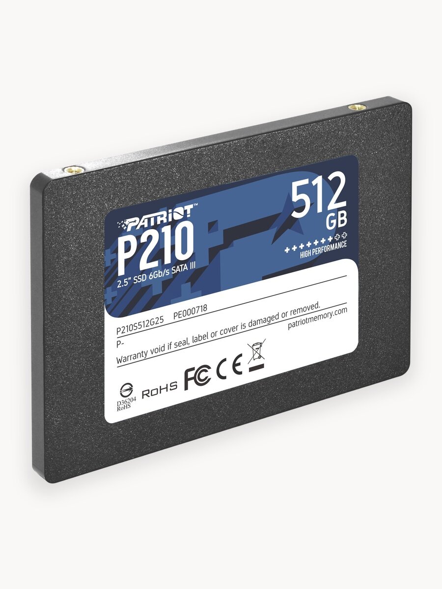 SSD накопитель Patriot P210 P210S512G25 512ГБ, 2.5", SATA III, SATA