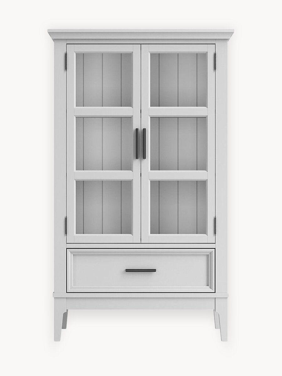 Шкаф для посуды ММЦ Гостиная Квадро-С 21 (белый лак) из массива сосны