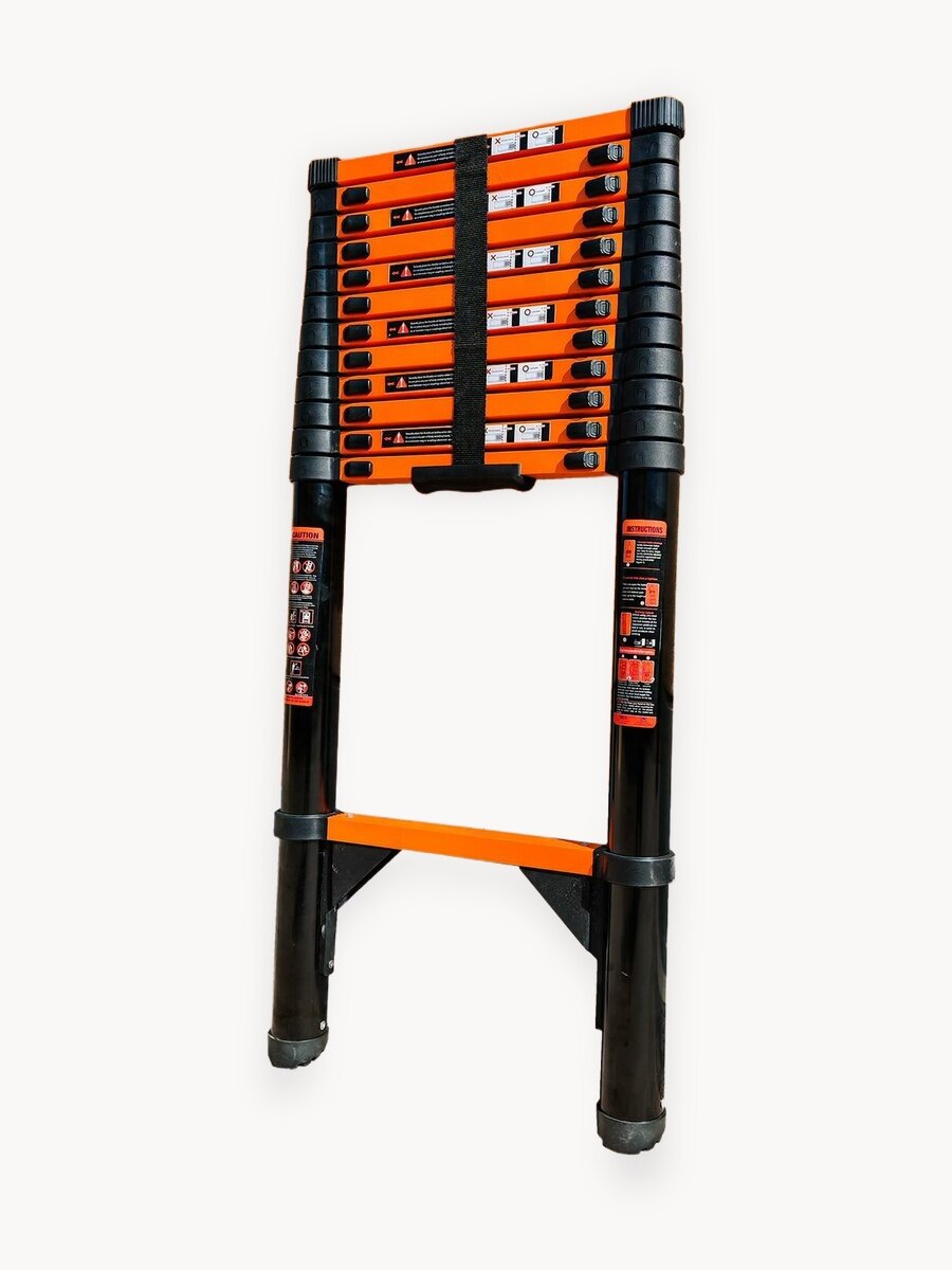 Лестница телескопическая 5,1 м TraMet TR1051S профессиональная стальная, приставная, складная, трансформер