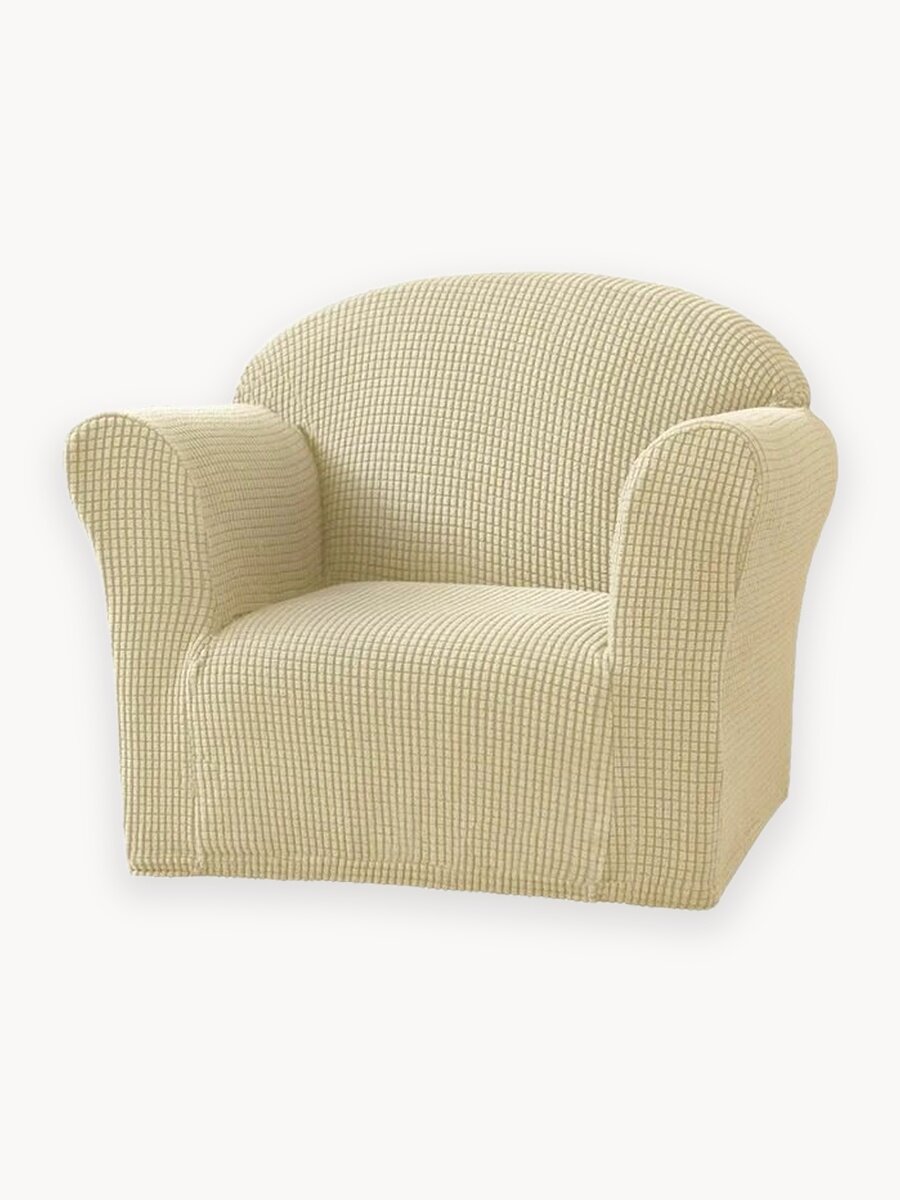 Чехол RiATEX "Венеция", для кресла, велюр, бежевый, 70x100 см