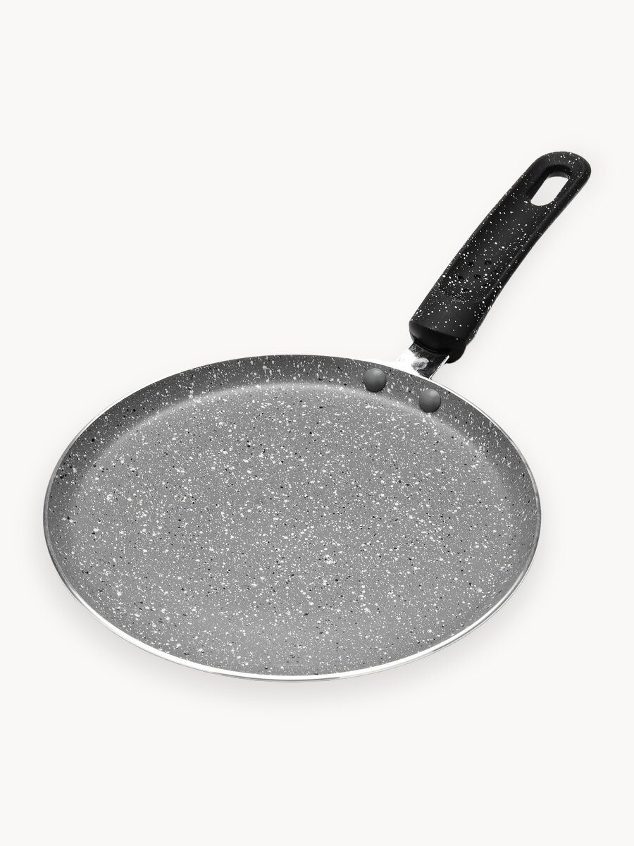 Блинная сковорода индукционная 24 см, чёрная в крапинку.