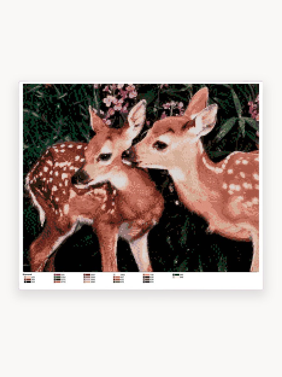 Алмазная мозаика без подрамника - вышивка Оленята 40 х 50 см