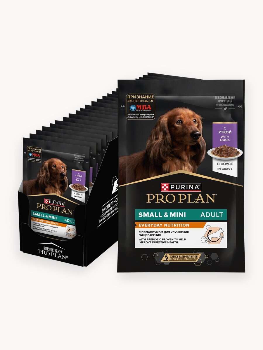 Набор Влажный корм PRO PLAN® EVERYDAY NUTRITION для взрослых собак мелких и карликовых пород, с уткой в соусе, 85 г х 26 шт