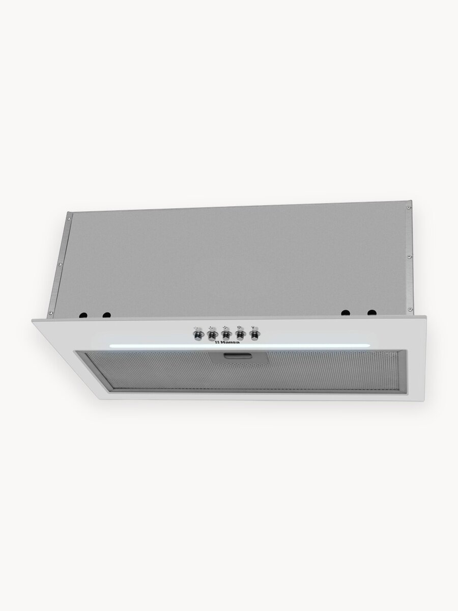 Встраиваемая вытяжка Hansa OMP6251WGWH, 60 см, механическое управление, 3 скорости, режимы отвода и рециркуляции, светодиодная подсветка, белая