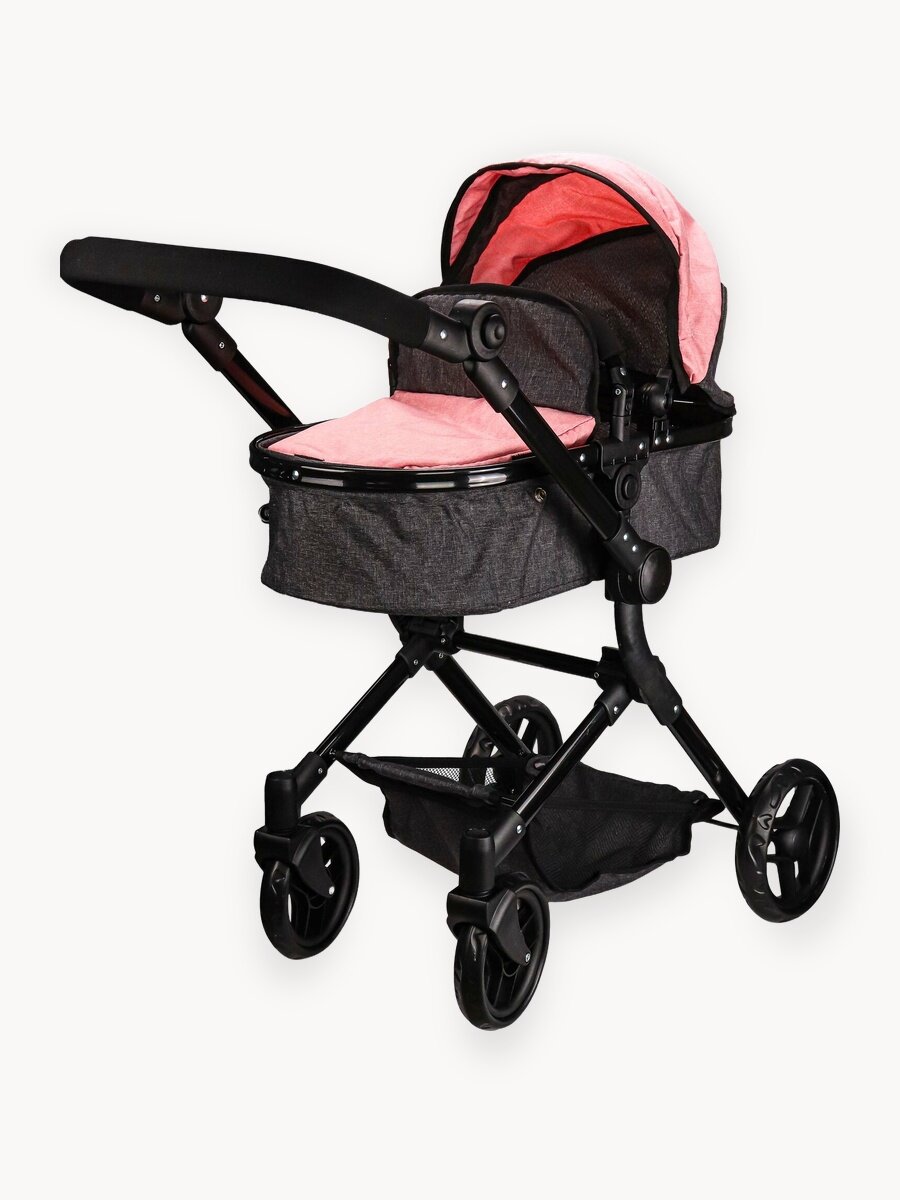 Коляска-трансформер для куклы (72х41х82см) со съемной люлькой и корзиной (арт. 9707-A)