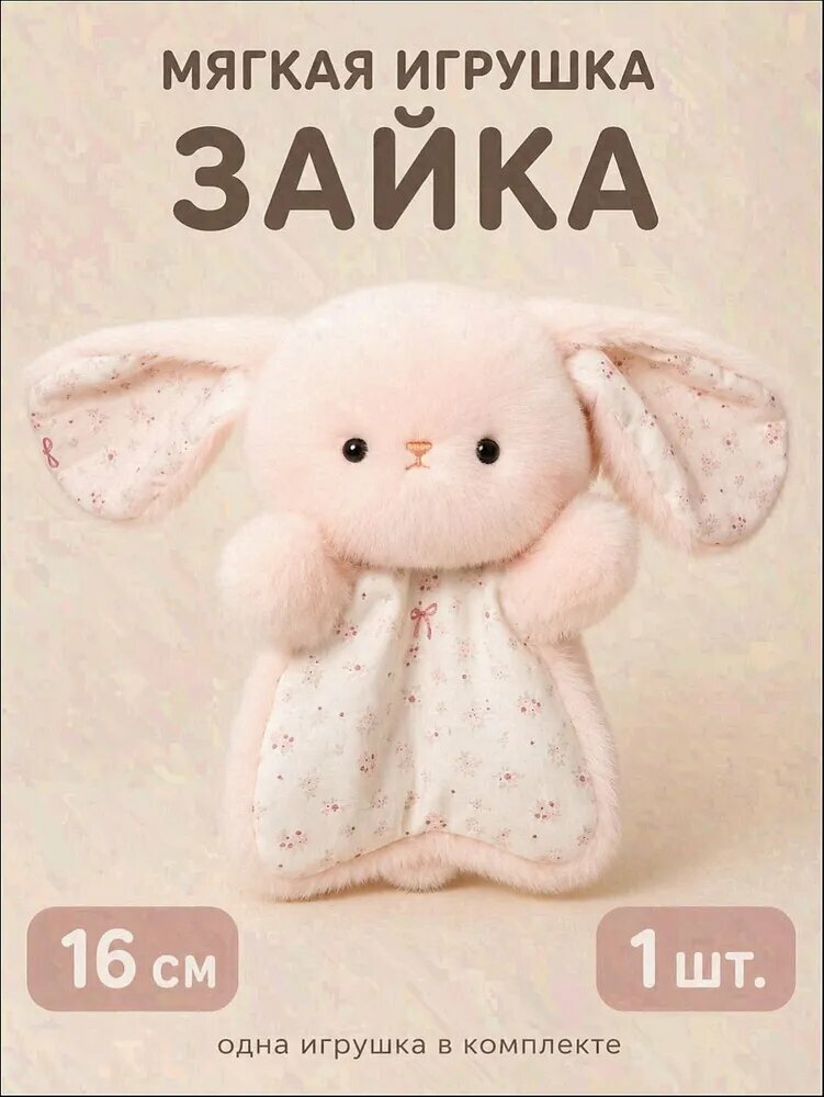 Мягкая игрушка зайчик 16 см с наполнителем PP, для дома и подарка