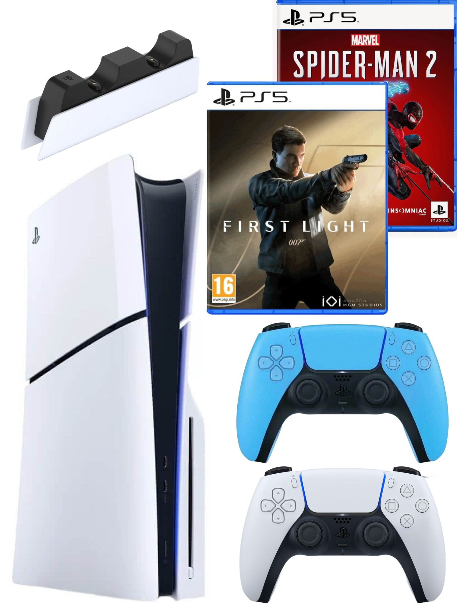 Игровая приставка Sony PS 5 Slim, 1ТБ(с дисководом)+2 геймпад+Зарядная станция+2игры (подробности в чате)