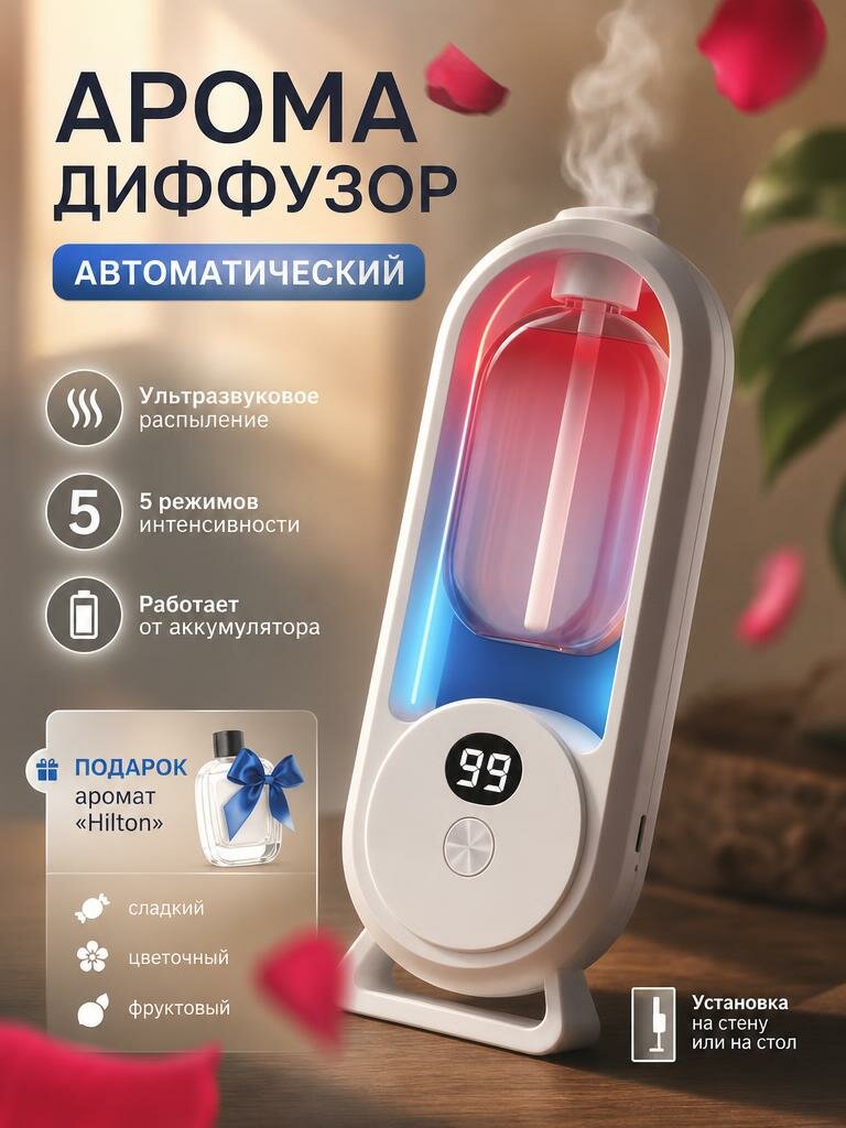 Аромадиффузор для дома электрический автоматический ультразвуковой с USB для дома, 5 режимов