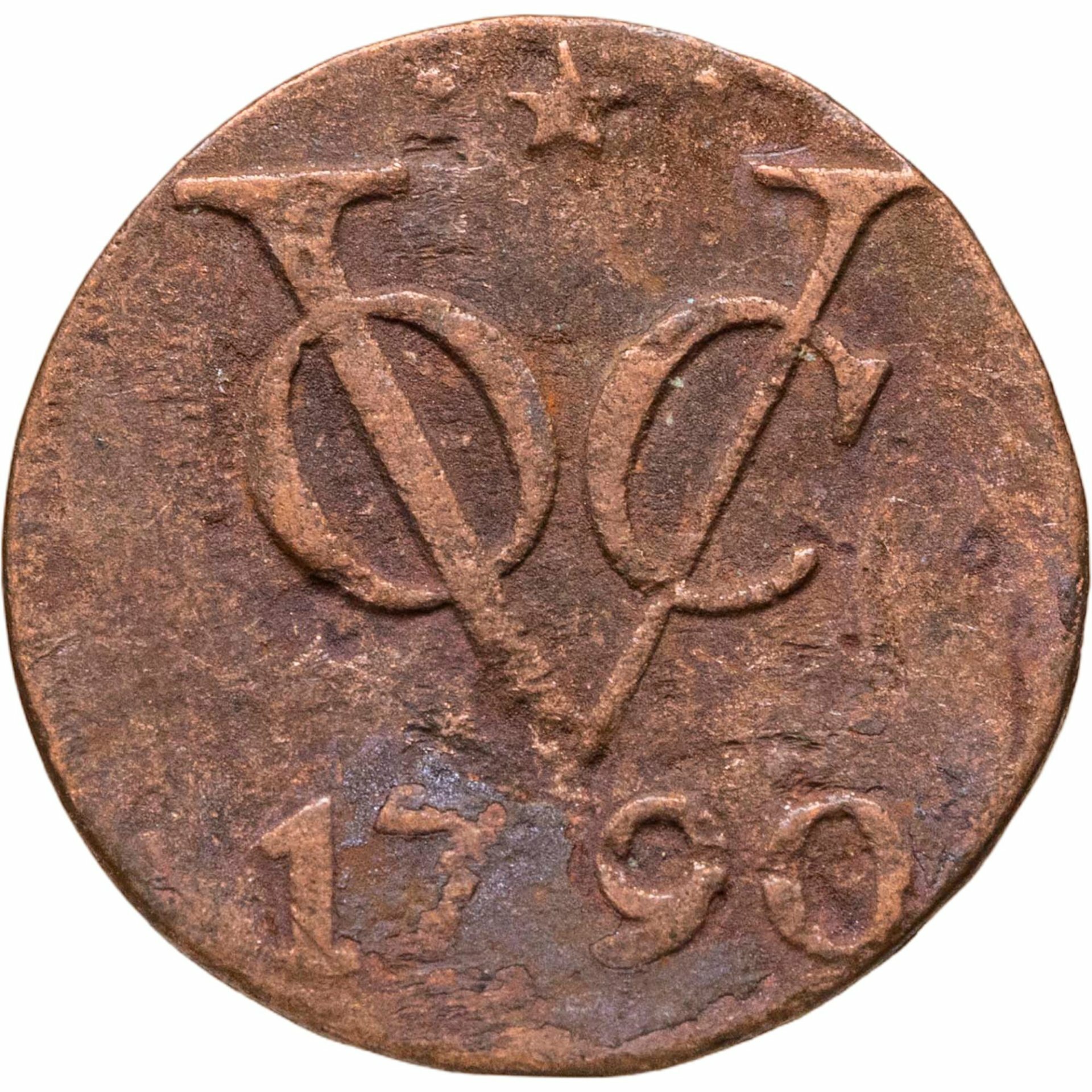 Голландская Ост-Индия 1 дуит 1790, Медь, в сохранности F-VF