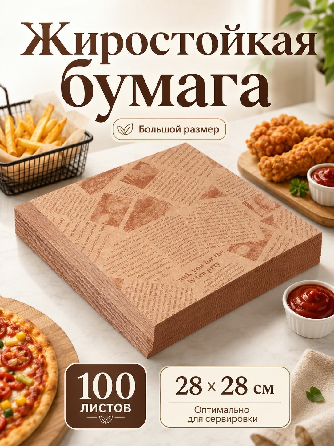Бумага пищевая 28 м х 28 см, 100 шт