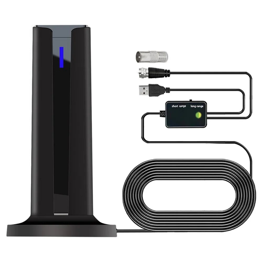Цифровая антенна 25DBI на 6000 миль для Smart TV, комнатная, с базовым блоком, поворотом на 360 и большим радиусом действия, прием 4K 1080p, локальный сигнал.