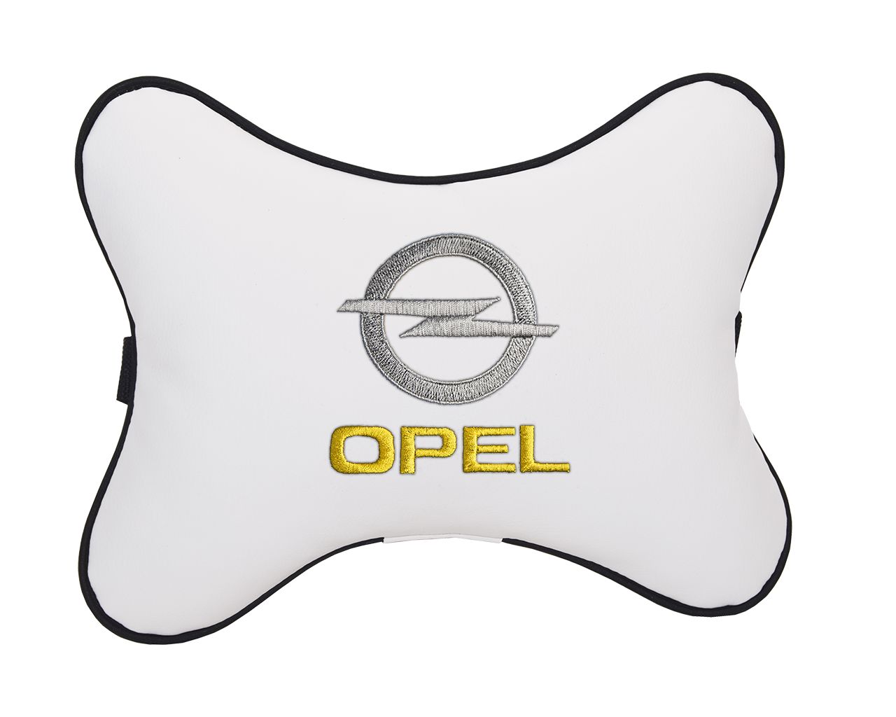 Подушка на подголовник автомобильная с эффектом "памяти" белая экокожа OPEL