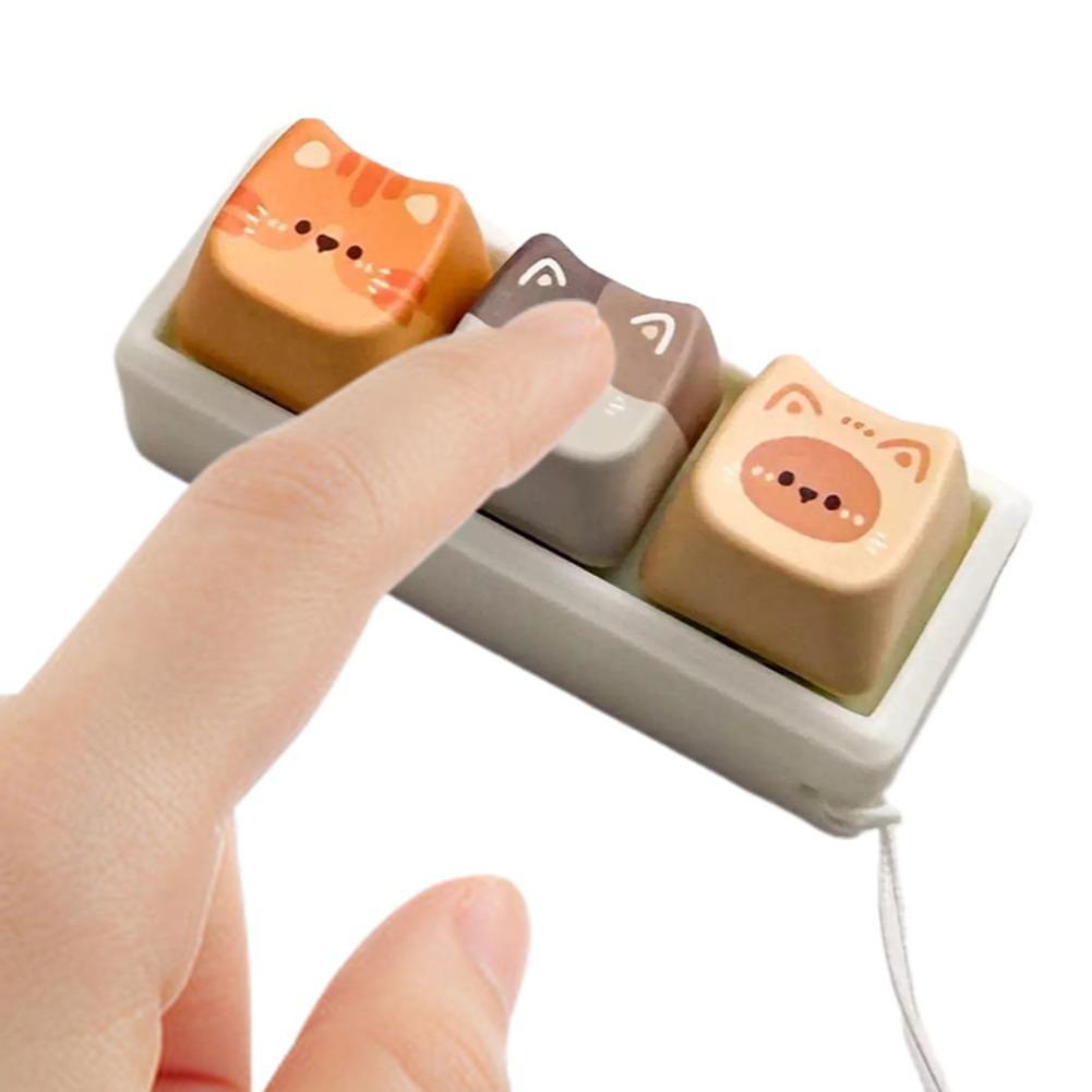 Игрушка-антистресс с котиками, 2 клавиши, оранжевый и серый