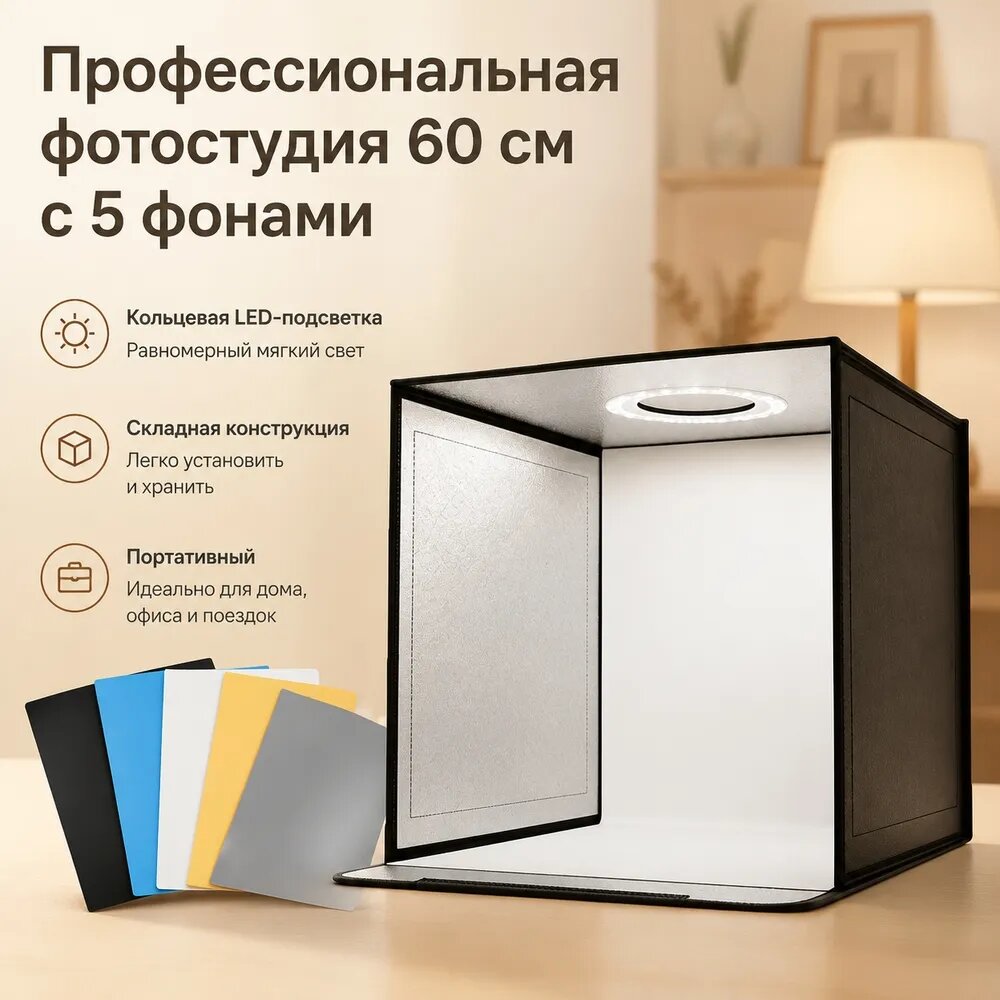 60х60 см фотобокс с мягкой подсветкой для предметной съемки