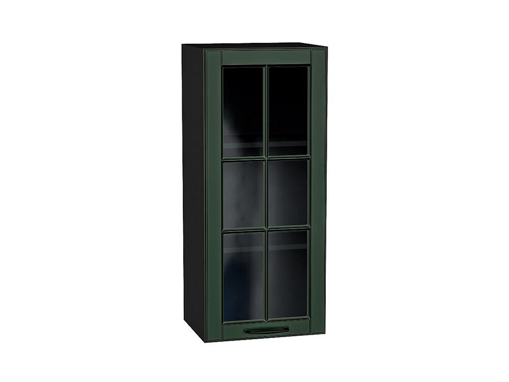 VVT Шкаф верхний с 1-ой остекленной дверцей Дублин Graphite, Special Green, 920, 400 В*Ш*Г 920*400*318, фасад МДФ/Стекло Special Green, корпус Graphite Special Green