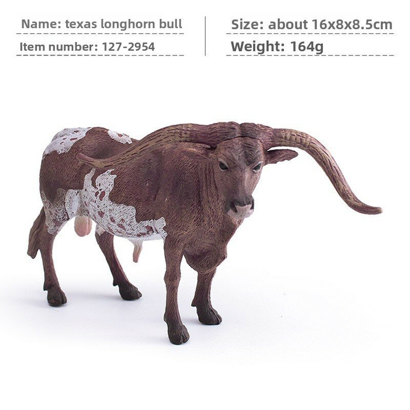 Реалистичная модель животного пвс texas longhorn бык с статичным дизайном для любителей природы, белый коричневый
