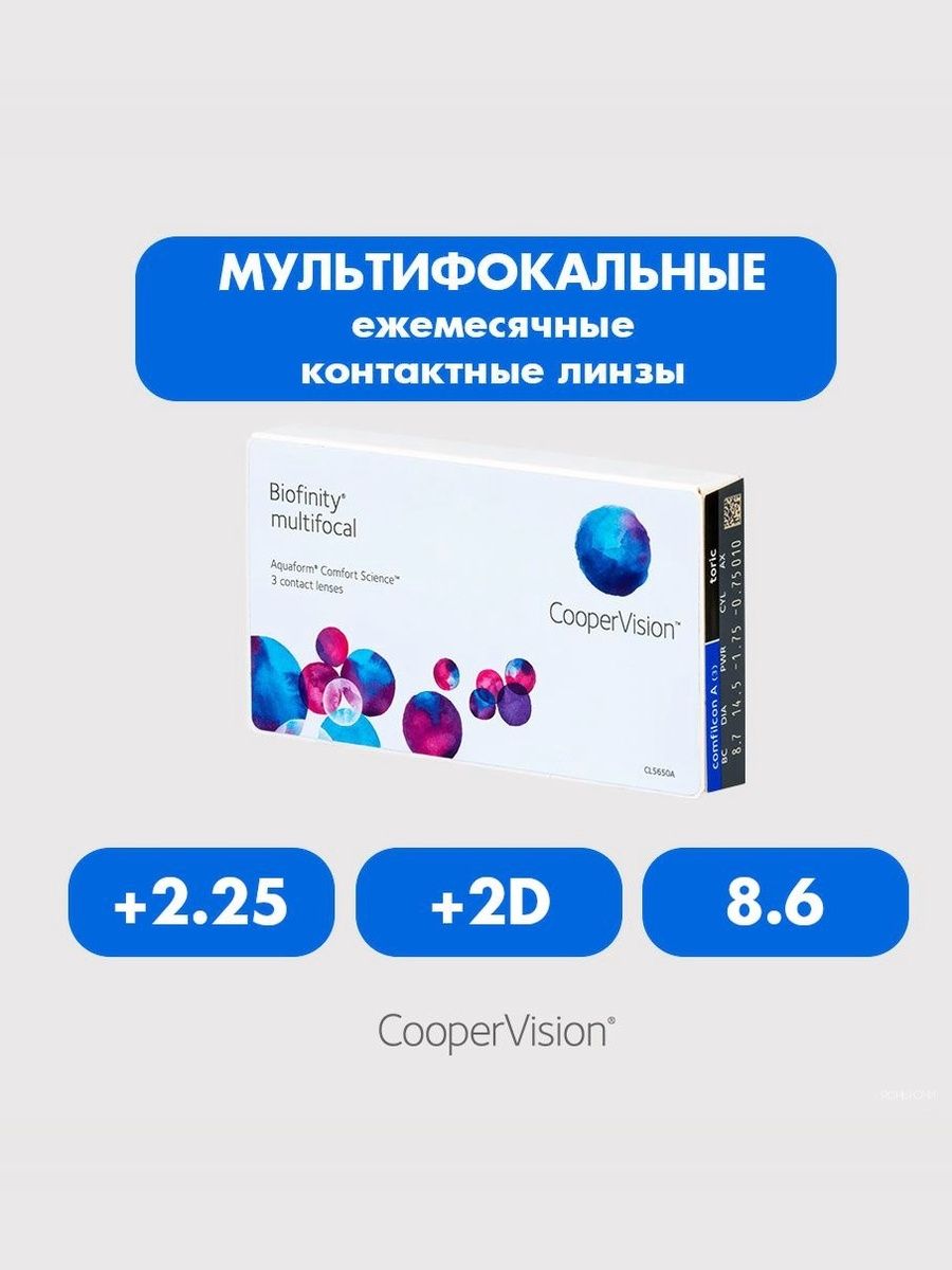 Biofinity Multifocal (3 линзы), 8.6, +2.25, +2D