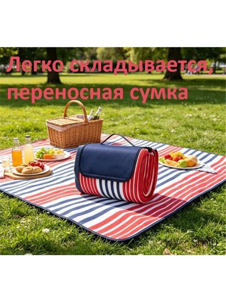 Плед двусторонний, для пикника , Искусственные материалы, 200 см х 200 см