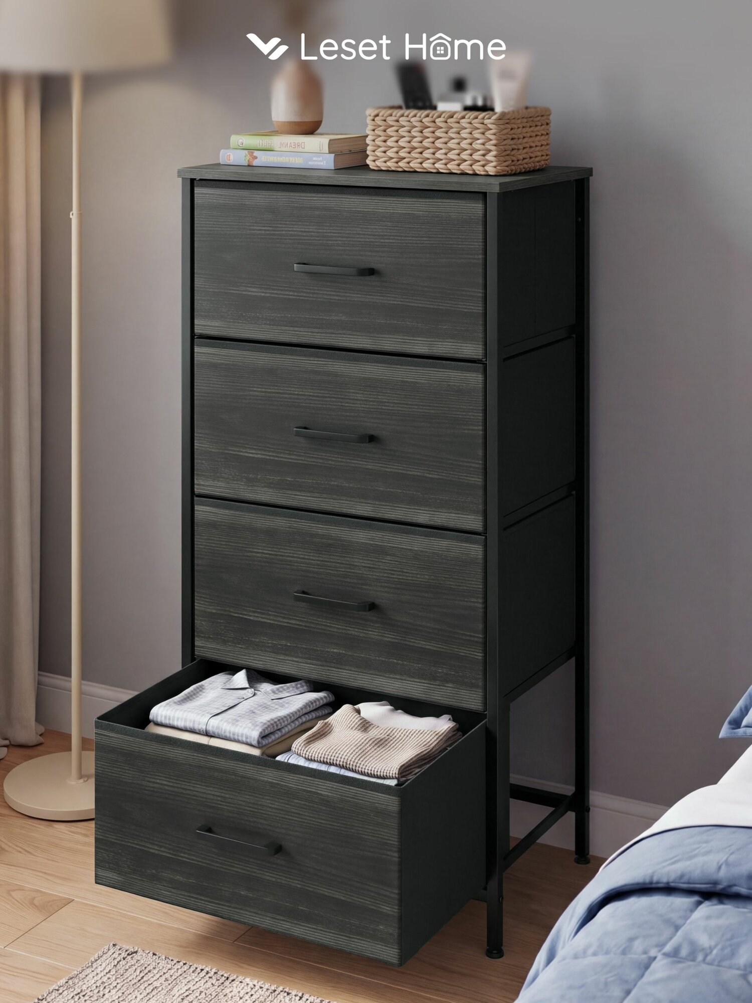 Комод Leset Линкс 4 ящика, графит
