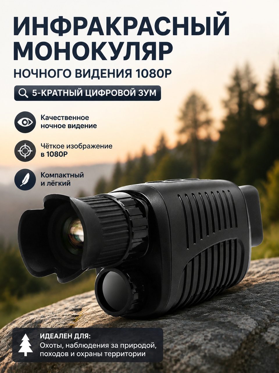 Цифровой инфракрасный монокуляр ночного видения 1080P 5-кратный цифровой зум