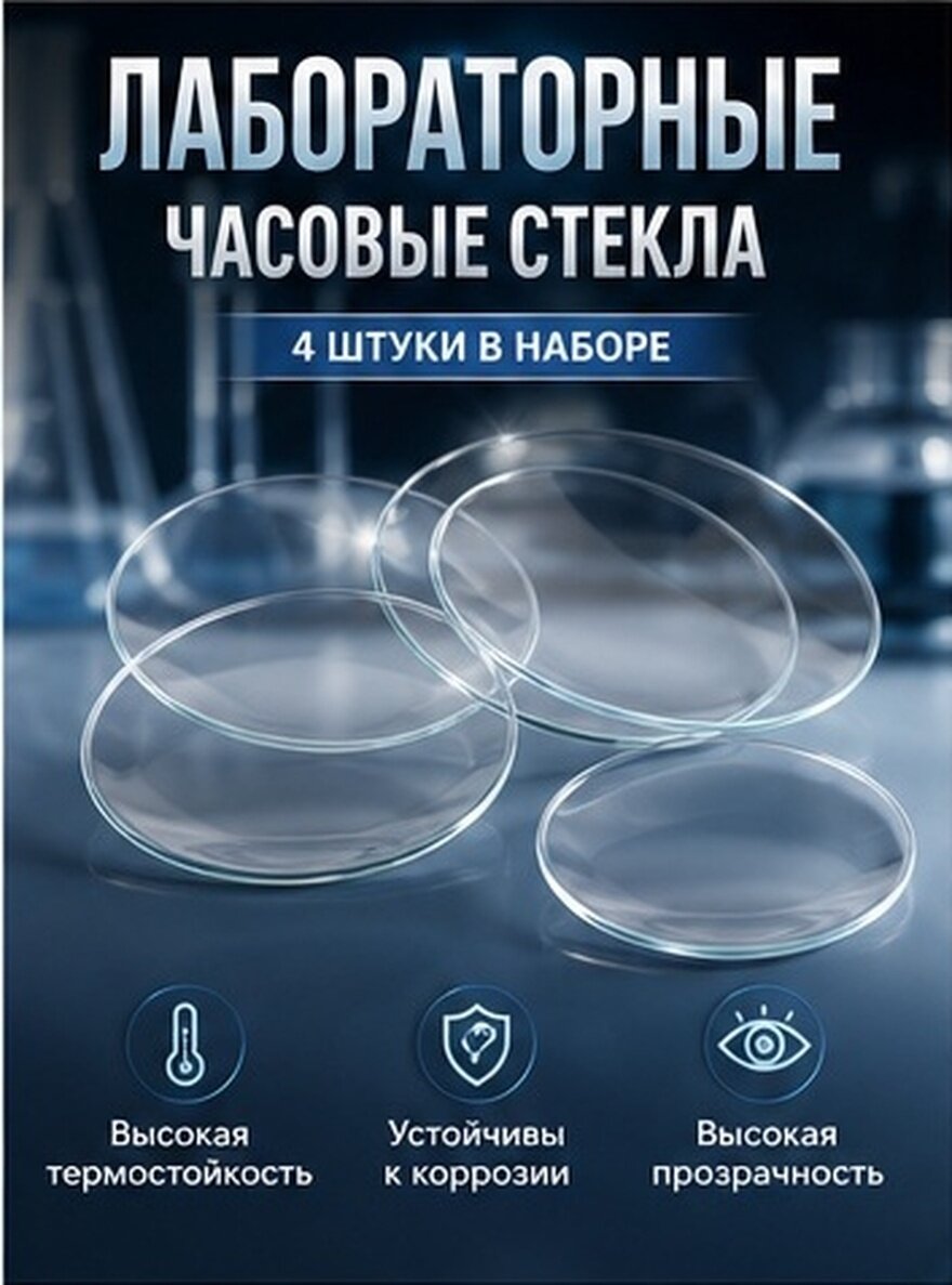 4 Шт Прозрачное Стекло Многоразовое Блюдо Для Эвапорации Лабораторная Посуда 10X10X1.00Cm