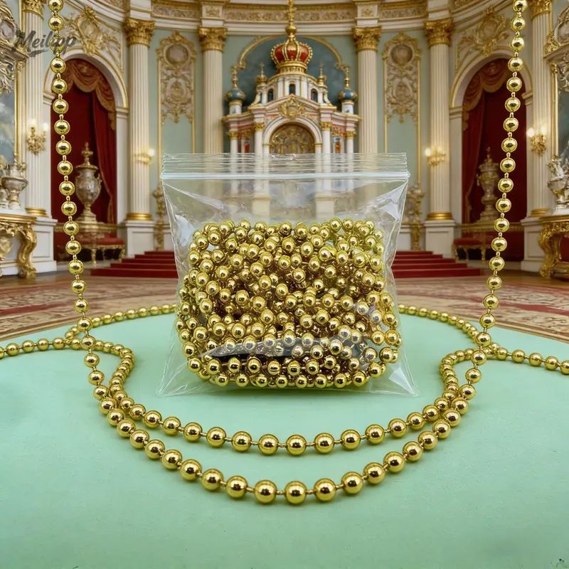 Елочные бусы 300 см золотой 1 шт