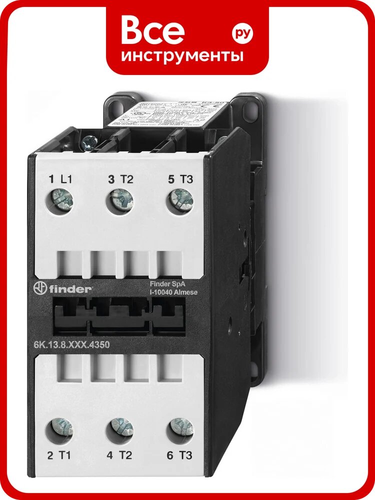 Промышленный контактор Finder 3NO 50A (АС3 400В); контакты AgSnO2; катушка 24В АС; степень защиты IP20 6K1380244350