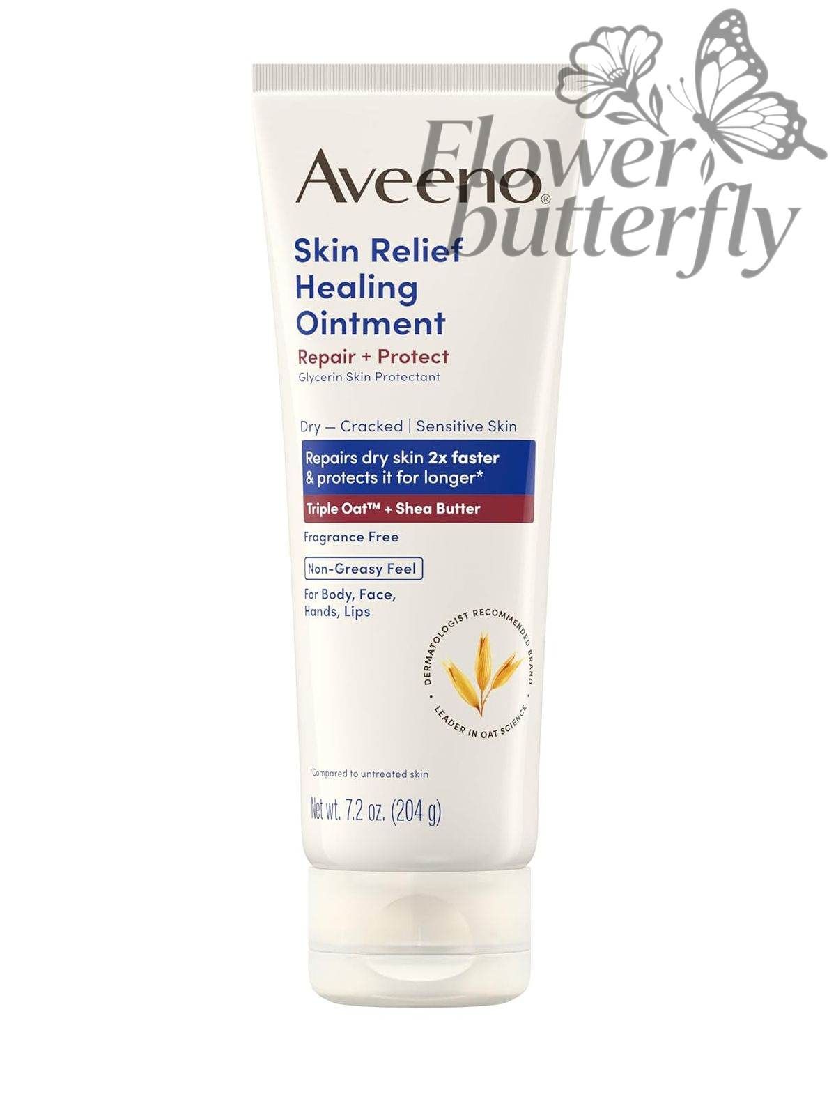 Aveeno Крем мазь для очень сухой кожи лица тела рук без запаха с глицерином, овсяным маслом и маслом ши, 204 гр.
