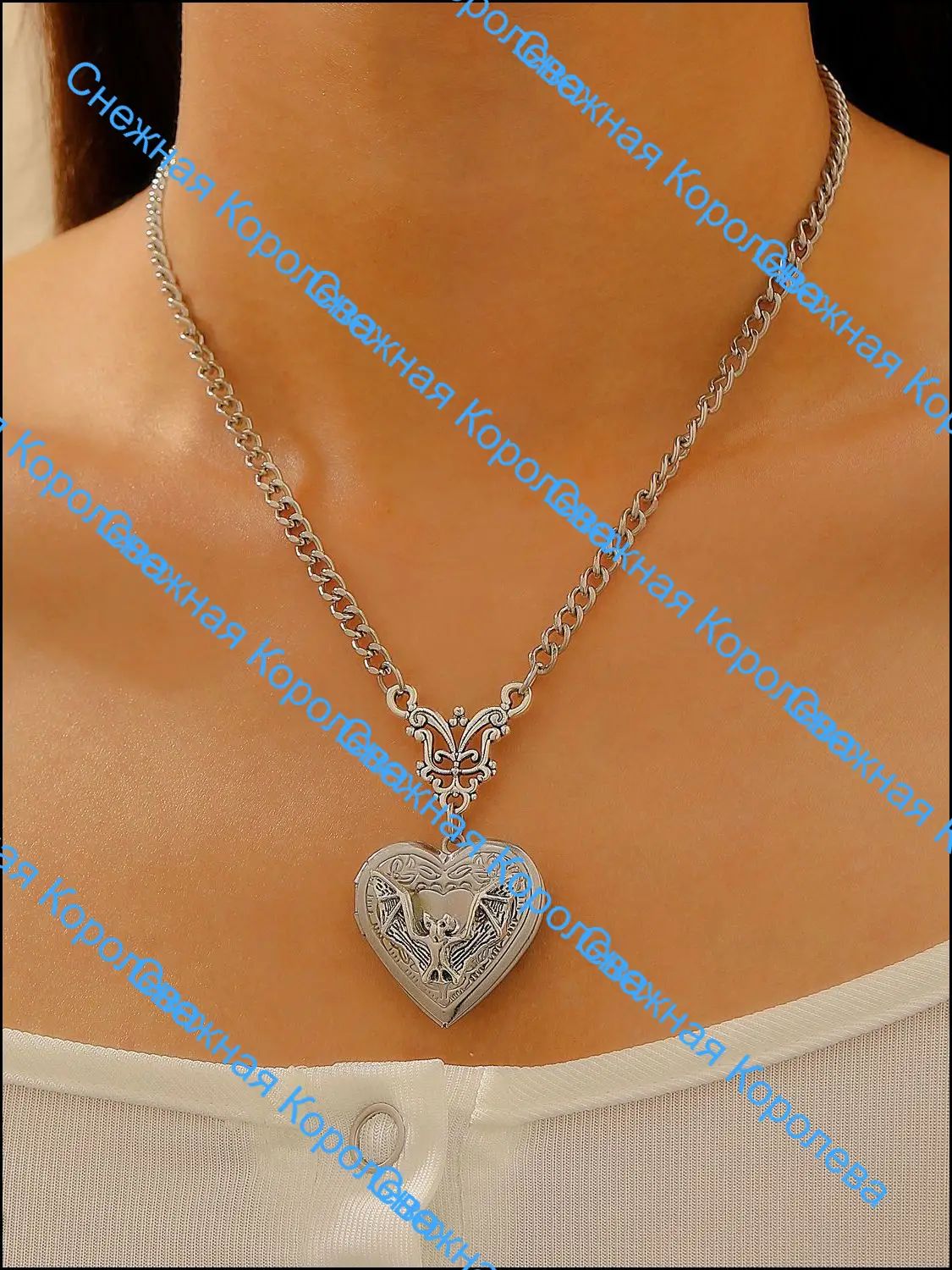 Колье, длина 15 см, blue