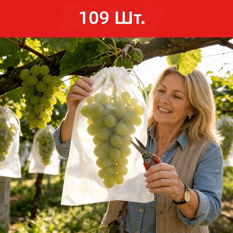 Сетчатые мешочки для защиты фруктов от птиц и насекомых, 109 шт, на завязке