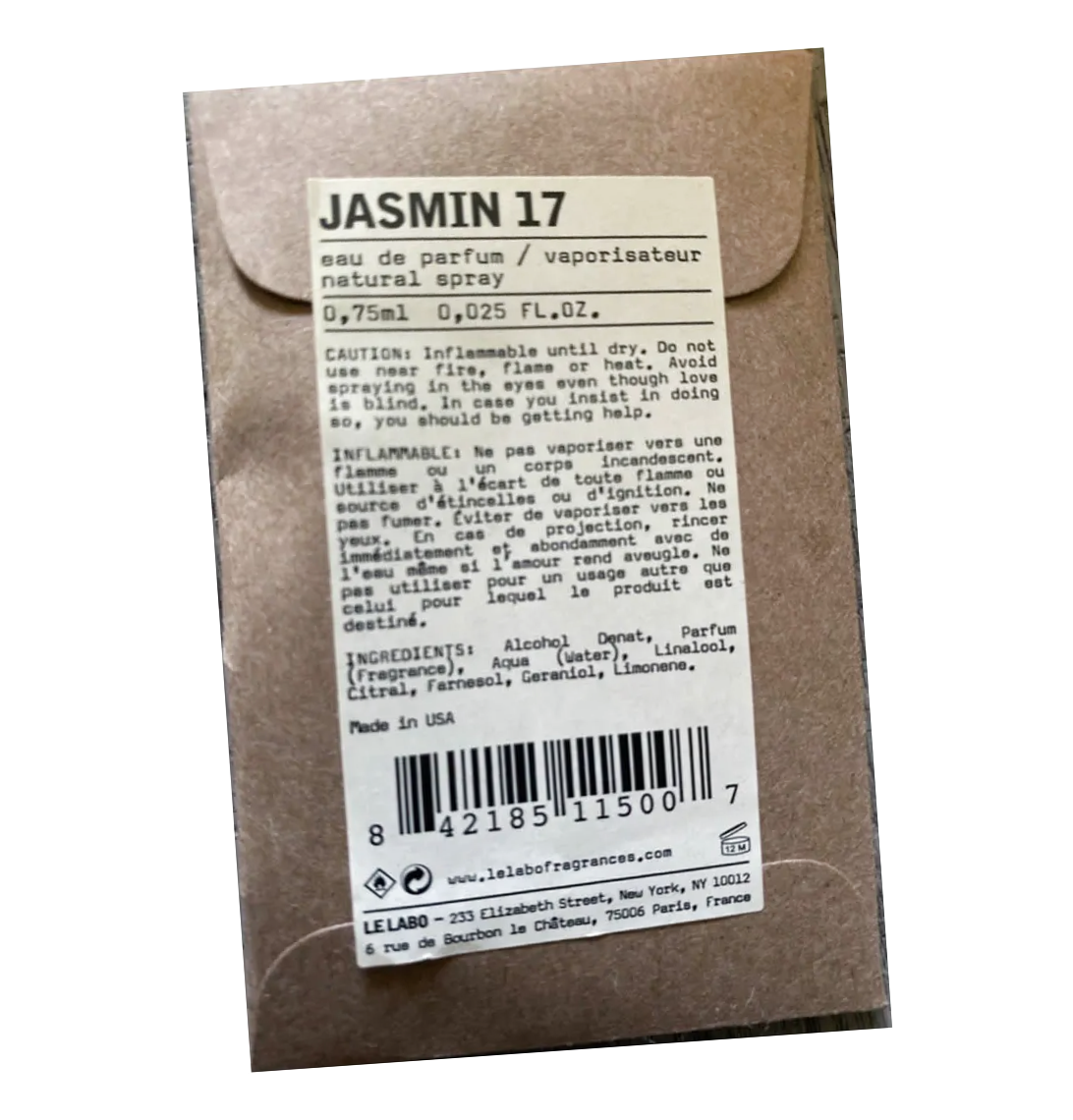 Аромат Le Labo Jasmin 17 сэмпл 0.75 мл унисекс - Ле Лабо Жасмин 17 миниатюра духов