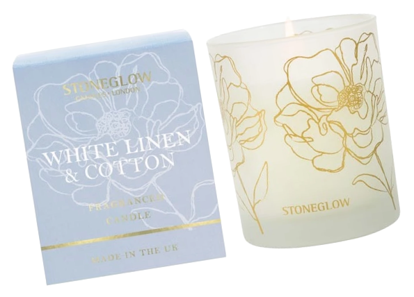 Stoneglow White Linen and Cotton свеча для помещений 240 гр - Стоунглоу Белый Лен и Хлопок
