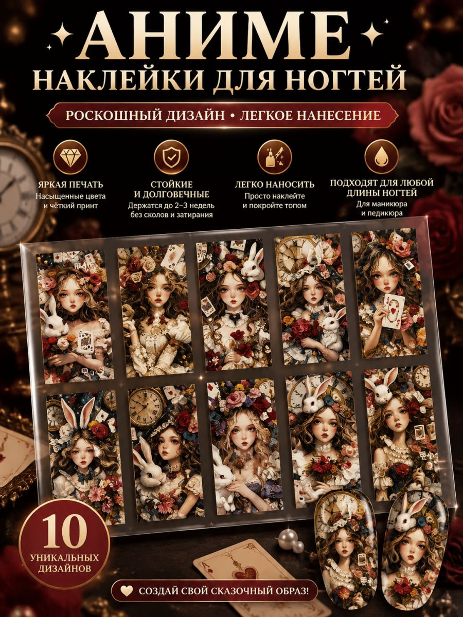 Аниме слайдеры для ногтей,10 штук