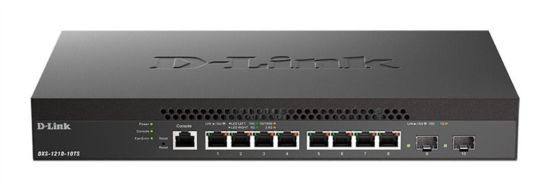Коммутатор D-Link Управляемый L2+ коммутатор, 8x10GBase-T, 2x10GBase-X SFP+, CLI, Web-интерфейс, SNMP, консольный порт RJ-45
