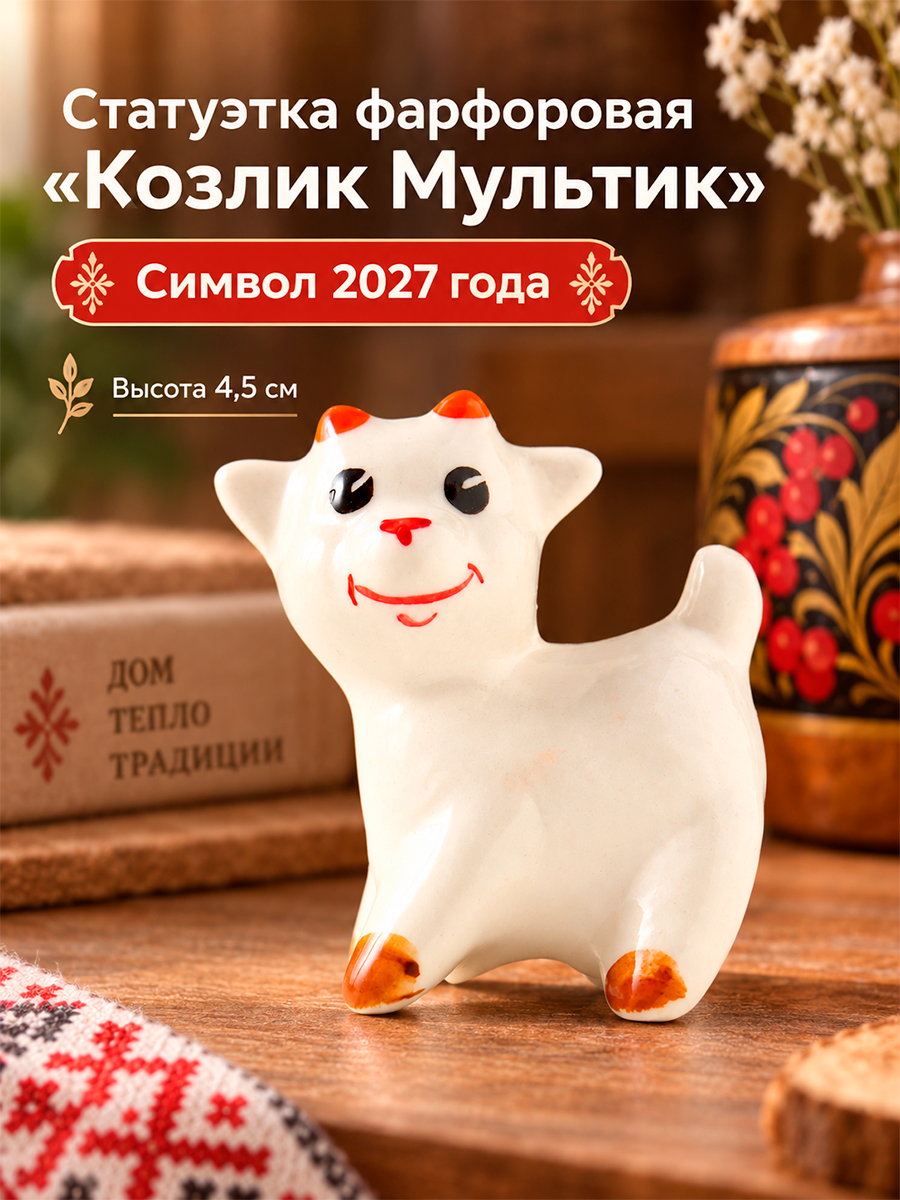 Статуэтка фарфоровая Сима-ленд «Фигурка: Козлик Мультик», 4.5 см