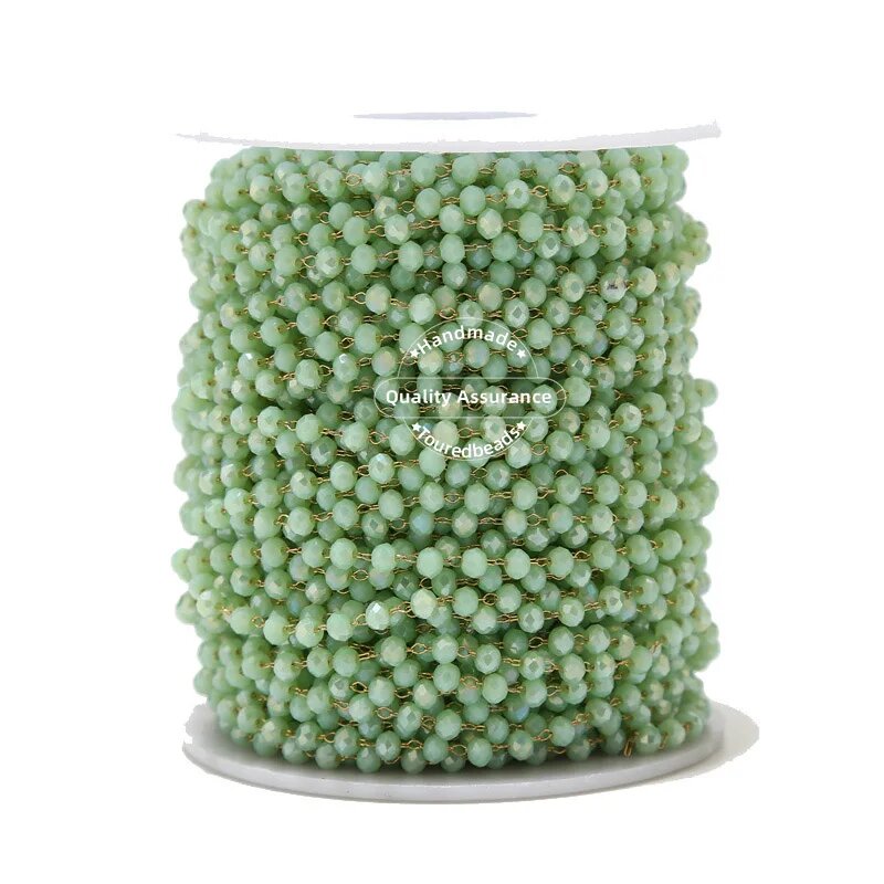 Цепочка из бисера Touredbeads 1 метр Зеленый, Gold Green