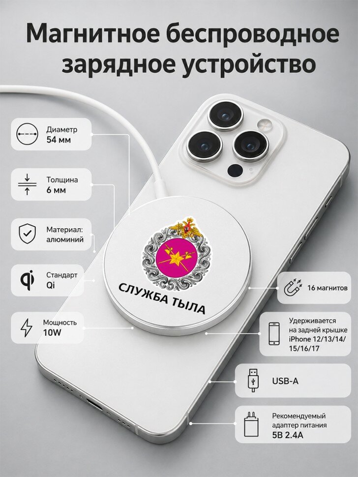 Магнитное беспроводное зарядное устройство "Служба тыла"