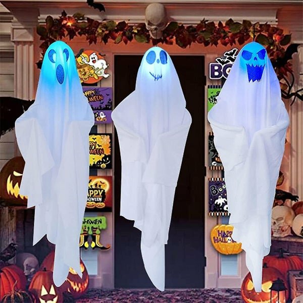 Набор из 3 светодиодных люстр в форме призраков для украшения двора.