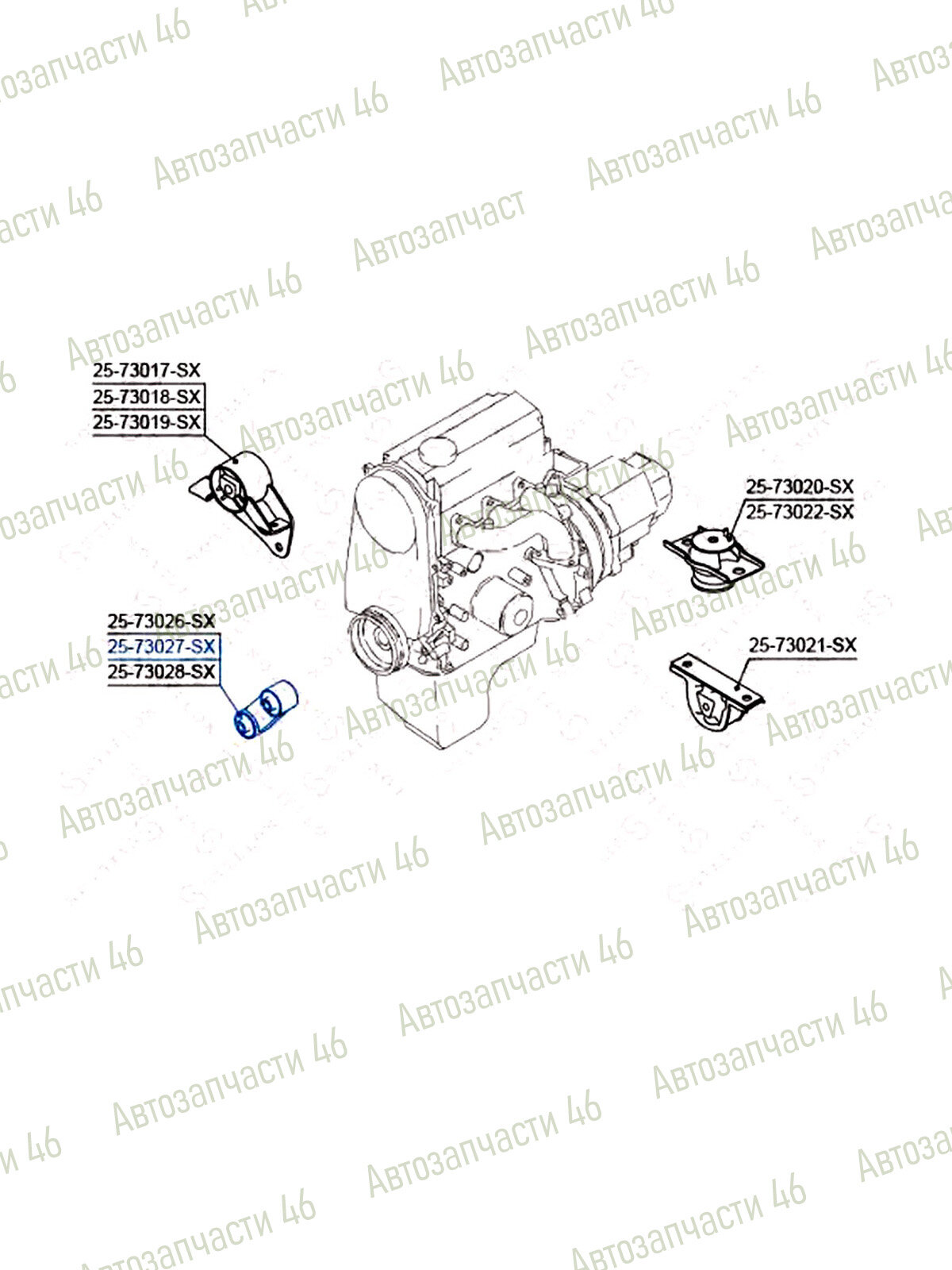 Опора двигателя нижняя правая Деу Матиз Daewoo Matiz 2000-2015 STELLOX