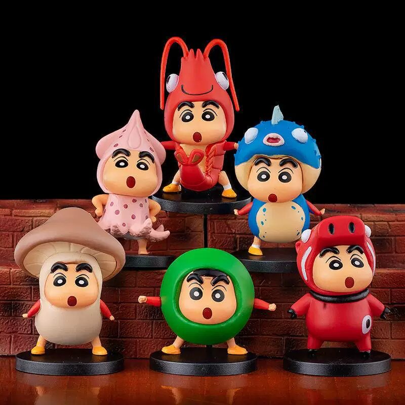 Аниме-фигурки Crayon Shin-chan: серия «Еда» (гриб, лобстер) — коллекционные игрушки-сюрпризы для декора автомобиля,