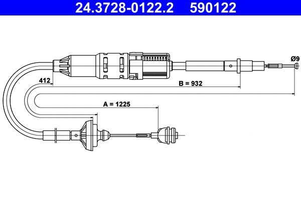Трос сцепления ATE 24-3728-0122-2, Volkswagen T4 1.8-2.8 90-03